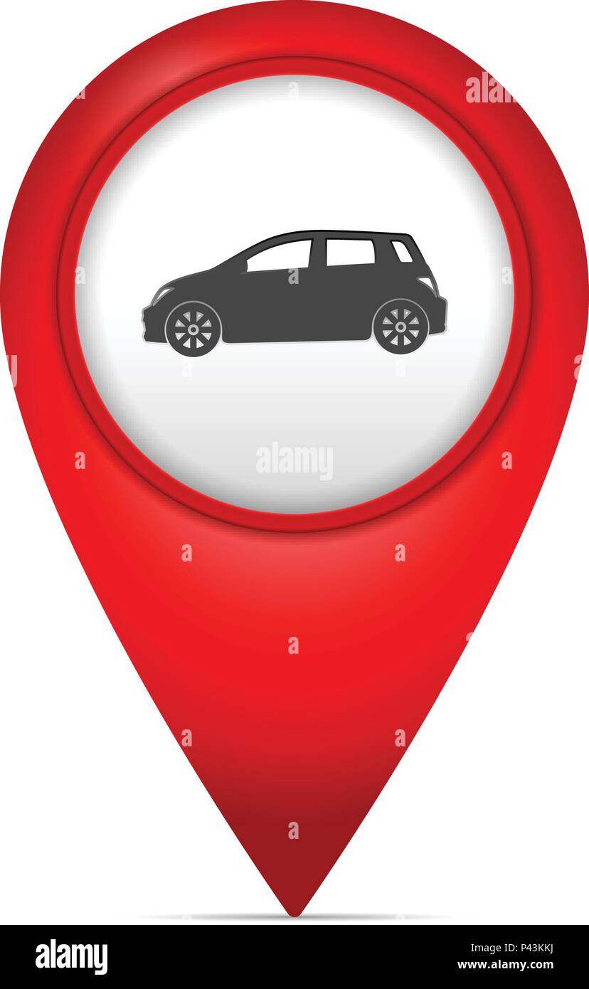 Map marker with car symbol on a white background Stock Vector Image ...