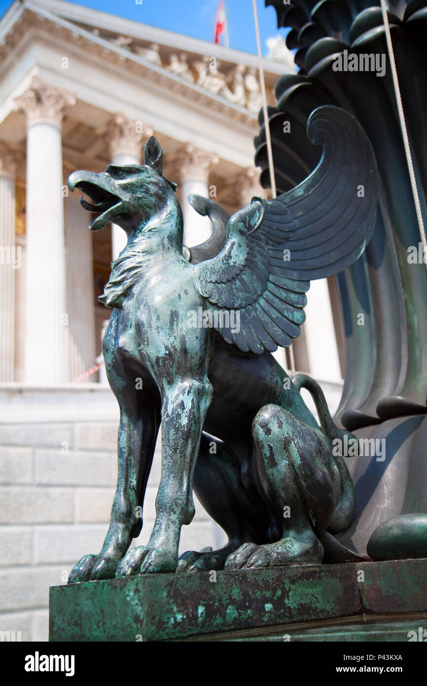 Statue of a Mythical Being in Front of Austrian Parliament in Vienna ...