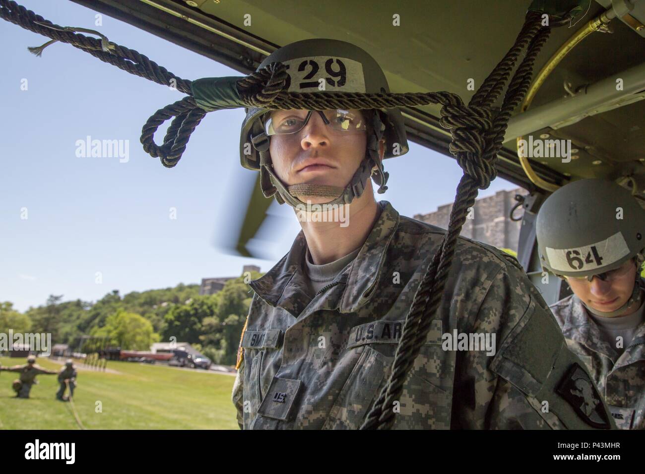 U.S. Military Academy cadets conduct aircraft rappel training at West ...