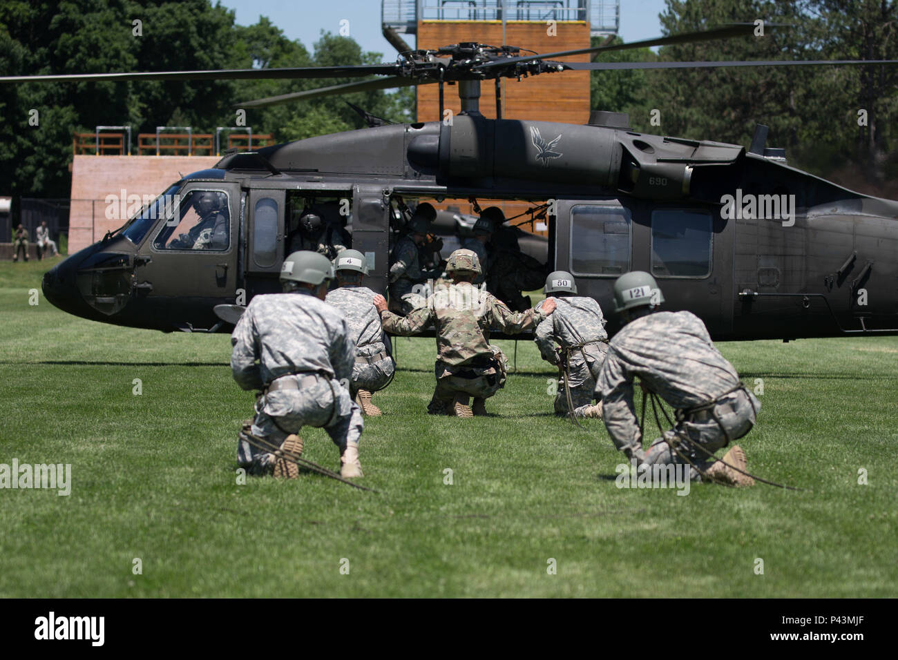 U.S. Military Academy cadets conduct aircraft rappel training at West ...