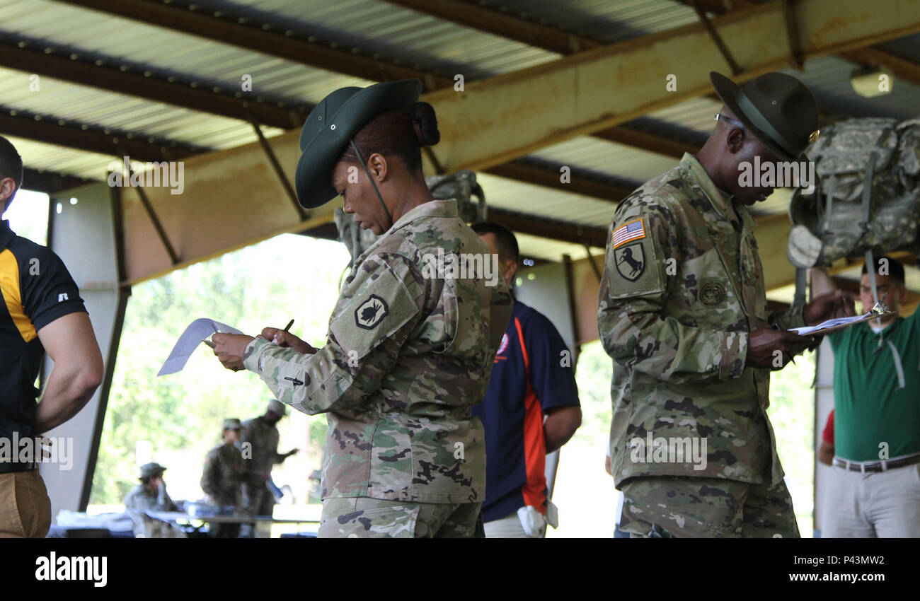 U.S. Army Reserve drill sergeants inventory cadets' training equipment at the U.S. Army Cadet ...