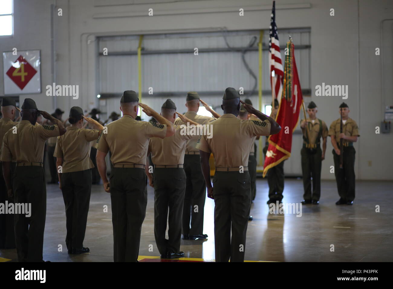 U.S. Marines and their family members attend a change of command ...