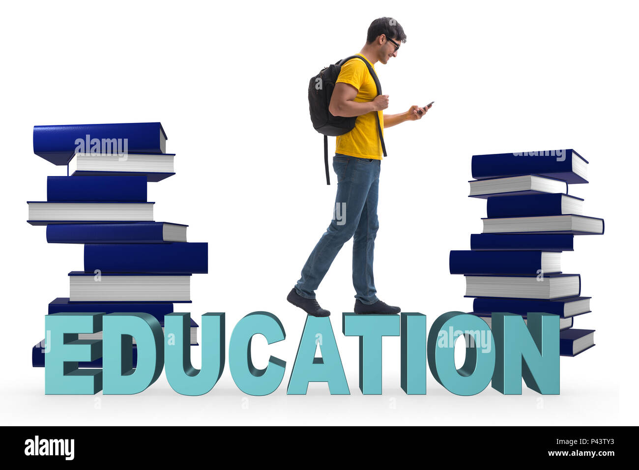 Young male student in education concept isolated on white Stock Photo ...