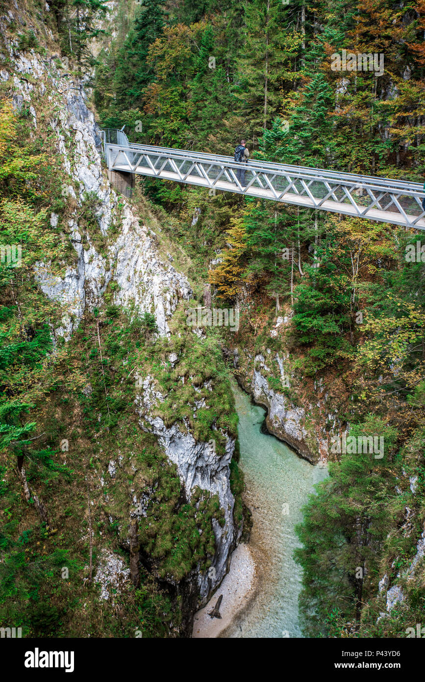 Leutaschklamm - wild gorge with river in the alps of Germany Stock ...