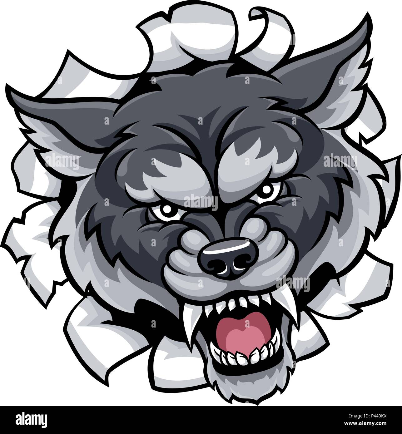 Wolf vector cartoon snarling face hi-res stock photography and images ...