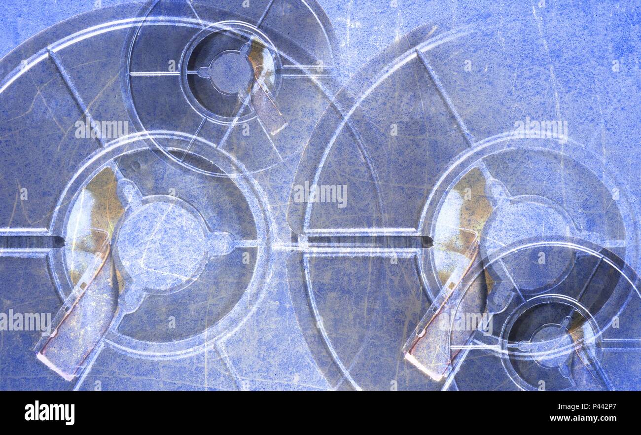 Old blue film reel on a scratched and rusty metal background Stock ...