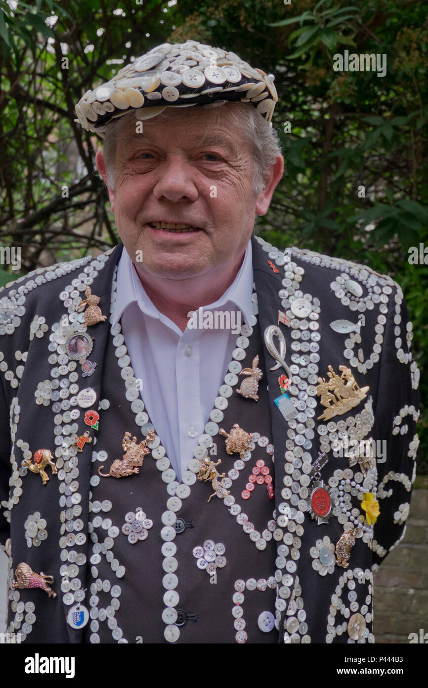 Gentleman member of the Original Pearly Queens and Kings Association of ...