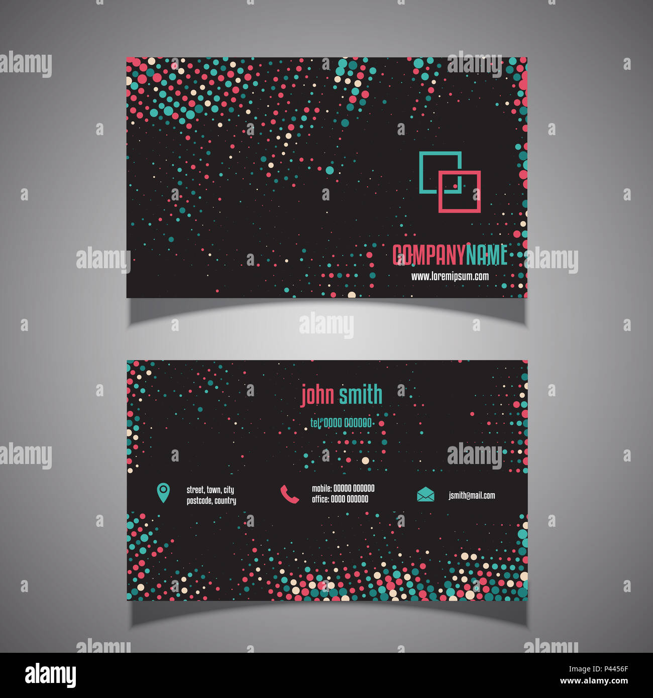 Business card with a halftone dots design Stock Photo - Alamy