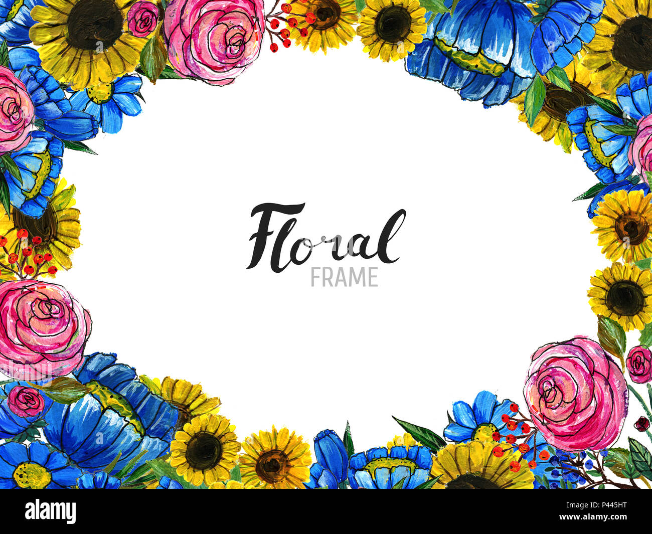 Hand drawn Flower Border Stock Photo - Alamy
