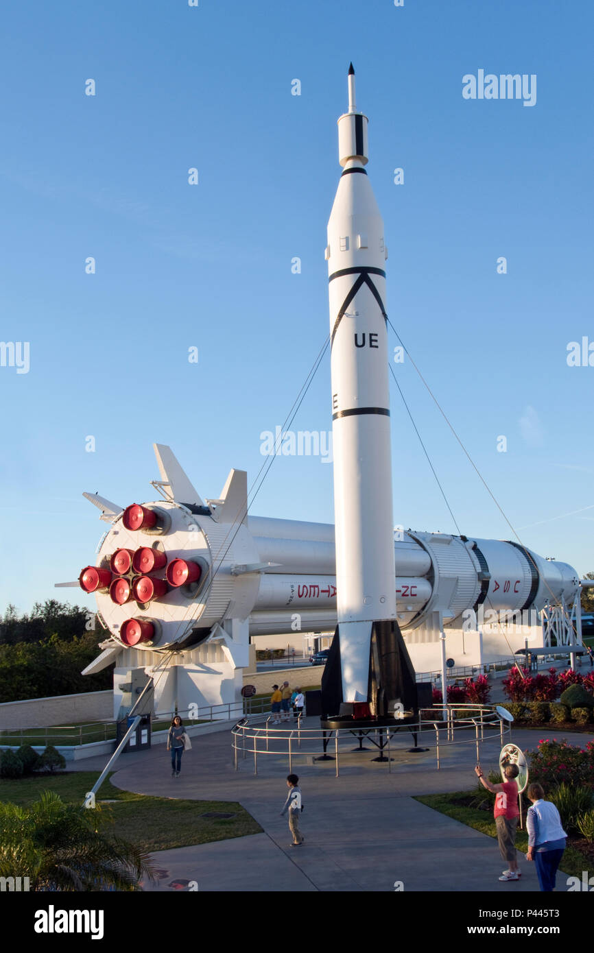 Jupiter C and a Saturn 1B boosters in the rocket garden at NASA's ...