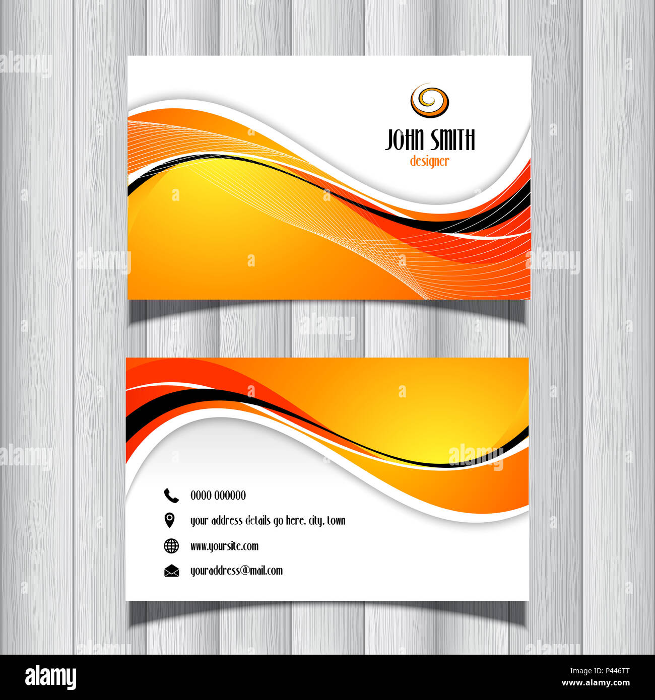 Business card with a modern wave design Stock Photo - Alamy