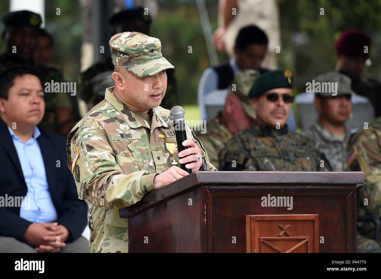 SAN MARCOS, Guatemala – U.S. Army Brig. Gen. James Wong, right, deputy ...