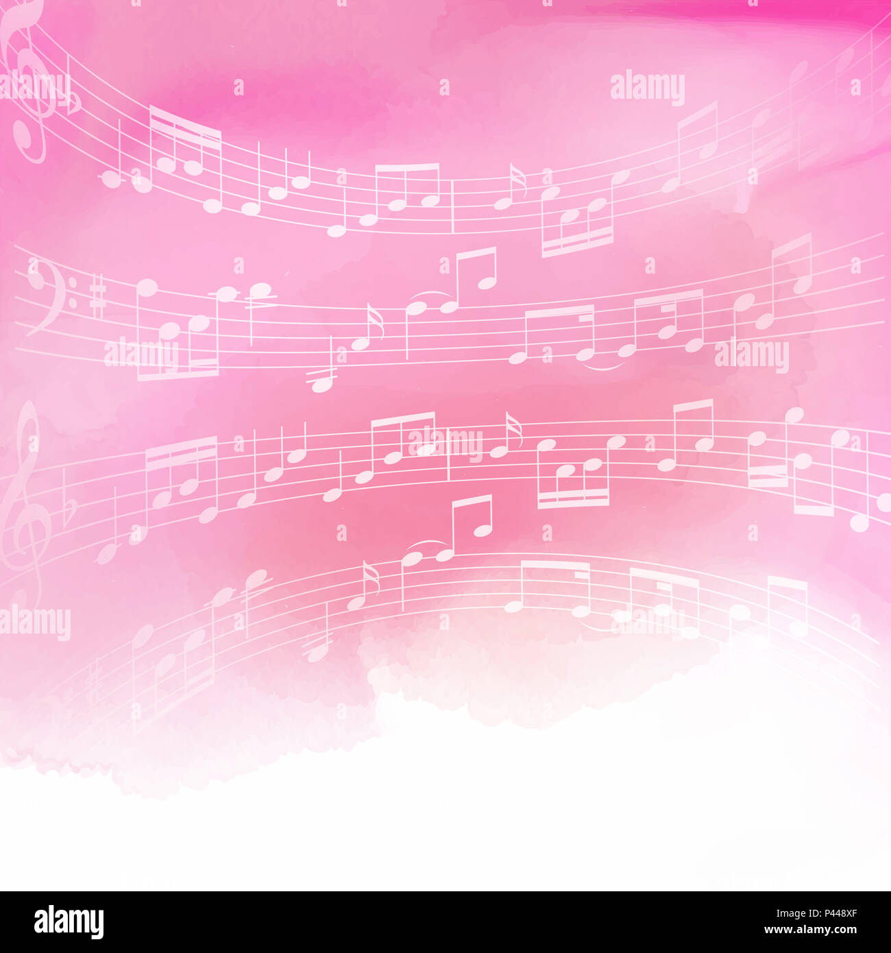 Music notes on a pink watercolor background Stock Photo - Alamy