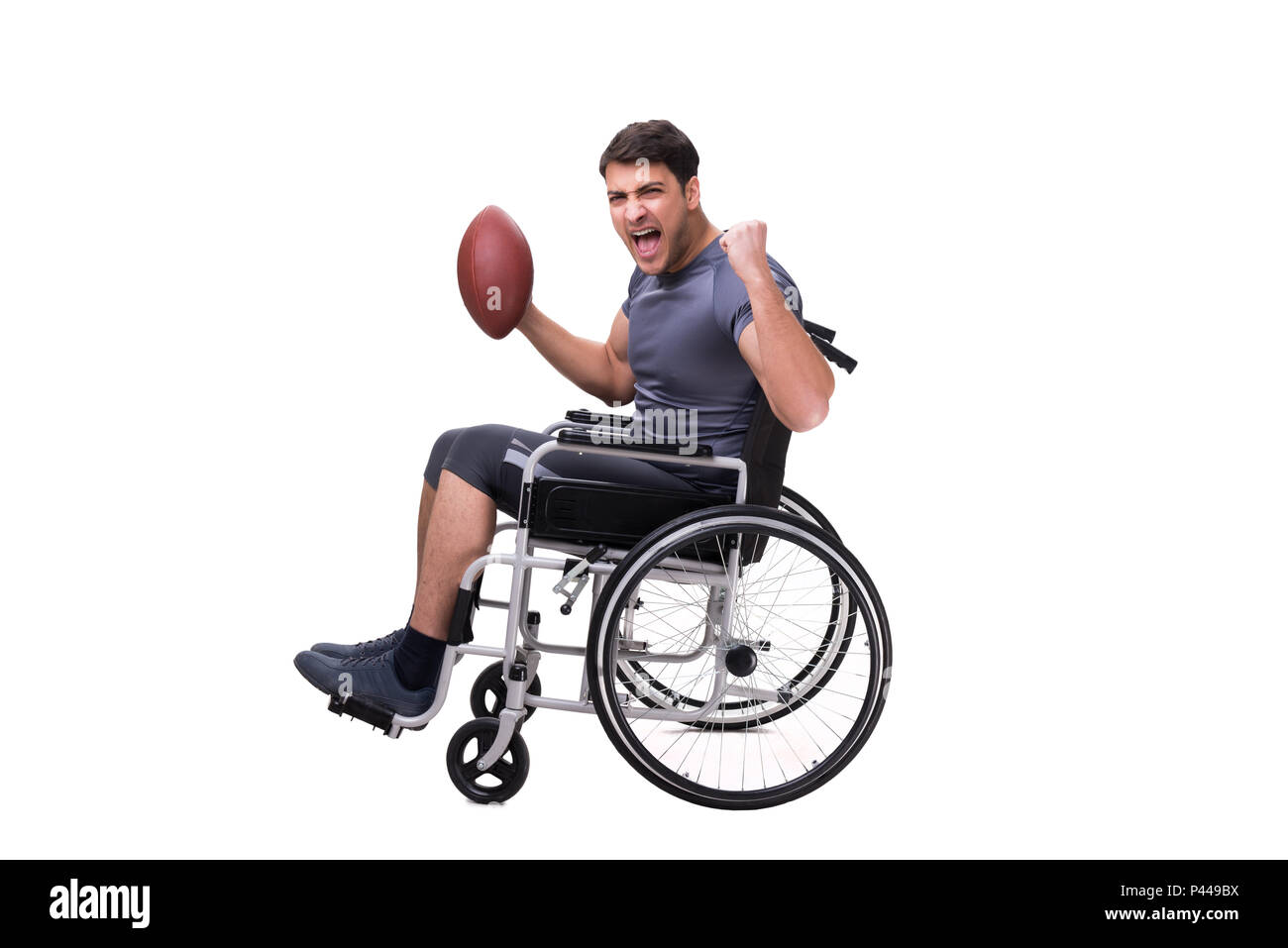 Football player recovering from injury on wheelchair Stock Photo - Alamy