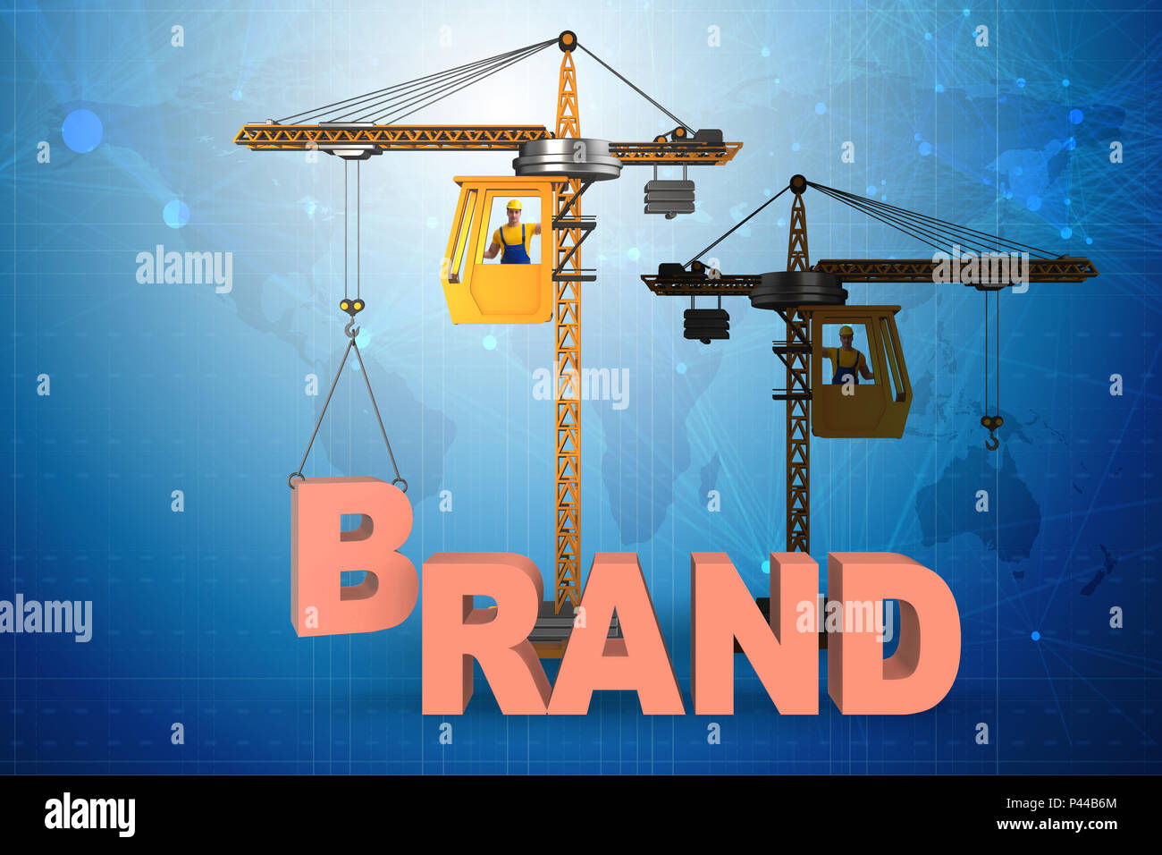 Crane lifting brand letters on commercial concept Stock Photo - Alamy