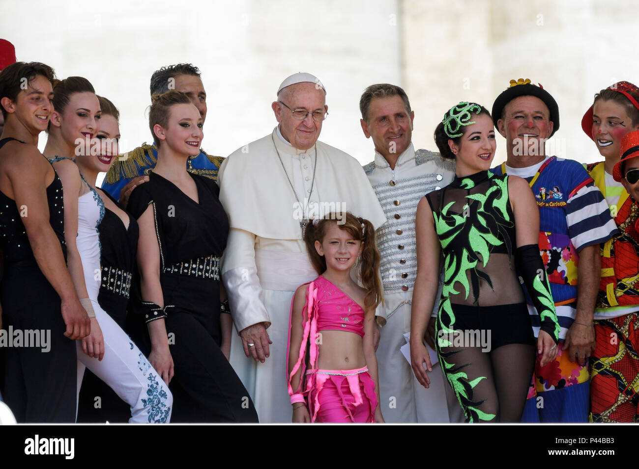 Vatican City, Vatican. 20th June, 2018. Circus artists poses for a ...