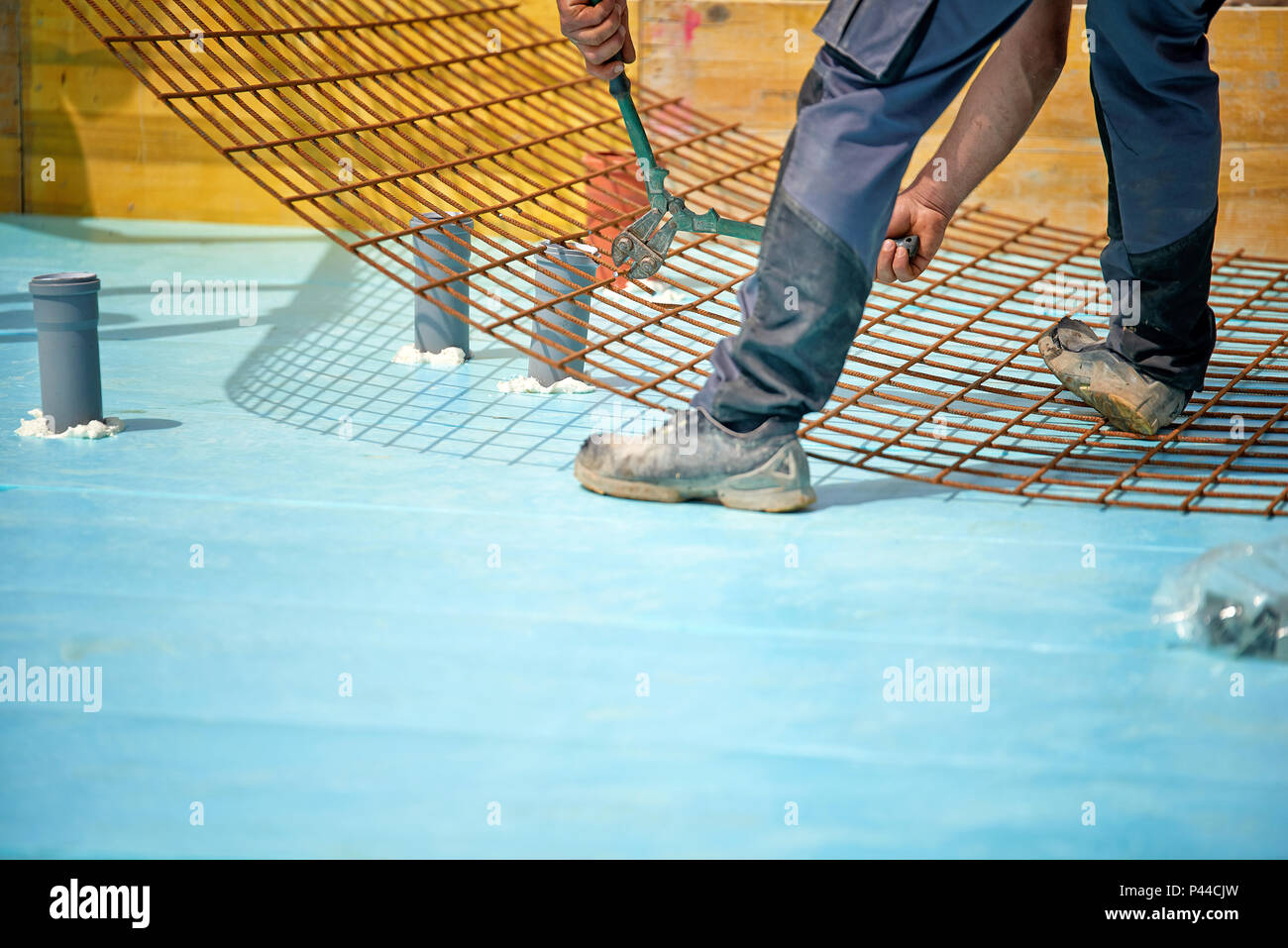 Installation of Rebar - Reinforcement Steel Bars for Beam On Site ...