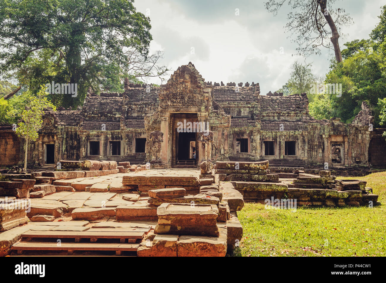 Ancient and majestic temple of Preah Khan. Great circle of Angkor, Siem ...