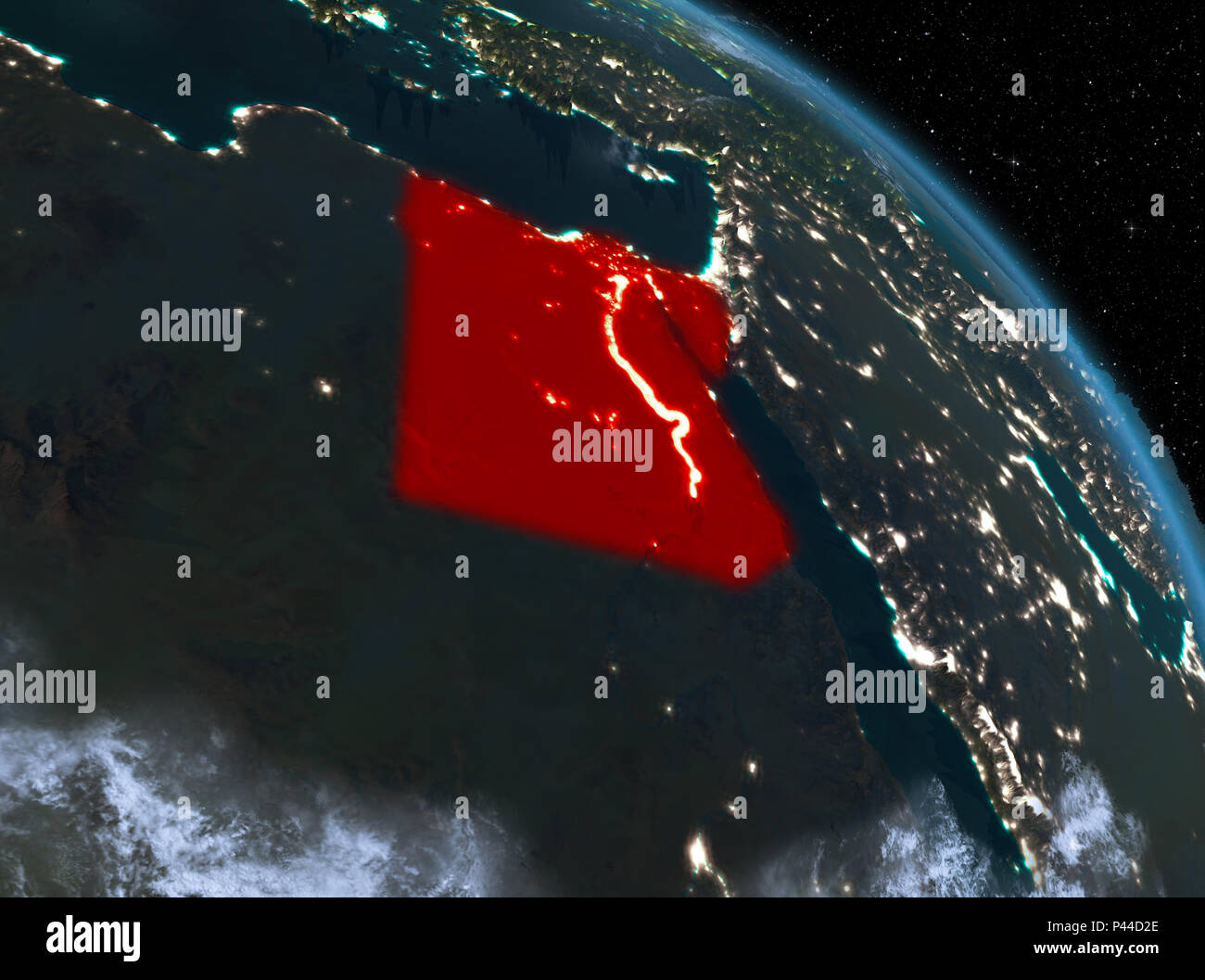 Highlighted satellite image of egypt hi-res stock photography and ...