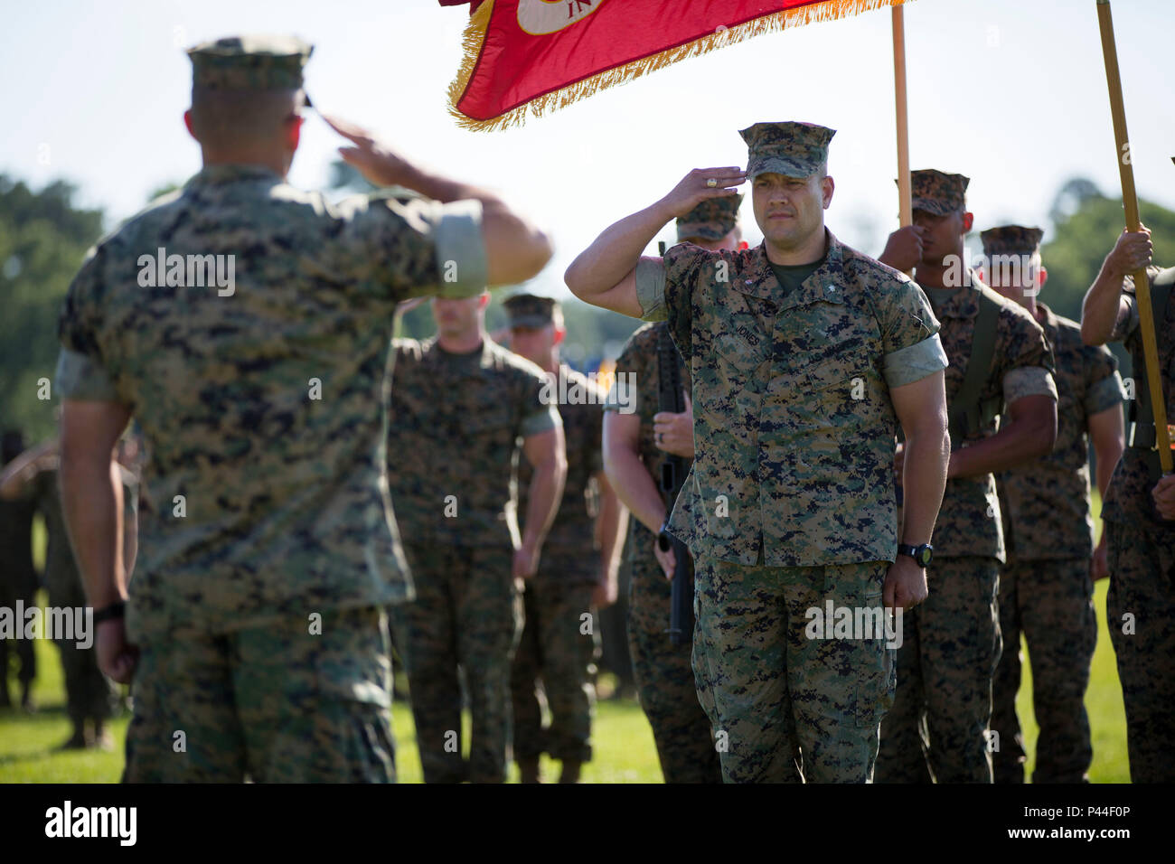 U.S. Marine Lt. Col. Gregory L. Jones, the outgoing Commanding Officer ...