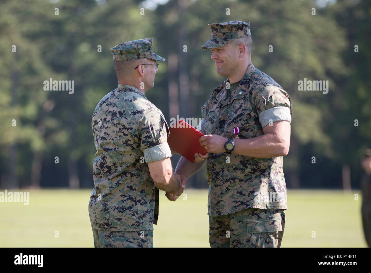 U.S. Marine Lt. Col. Gregory L. Jones (right), the outgoing Commanding ...