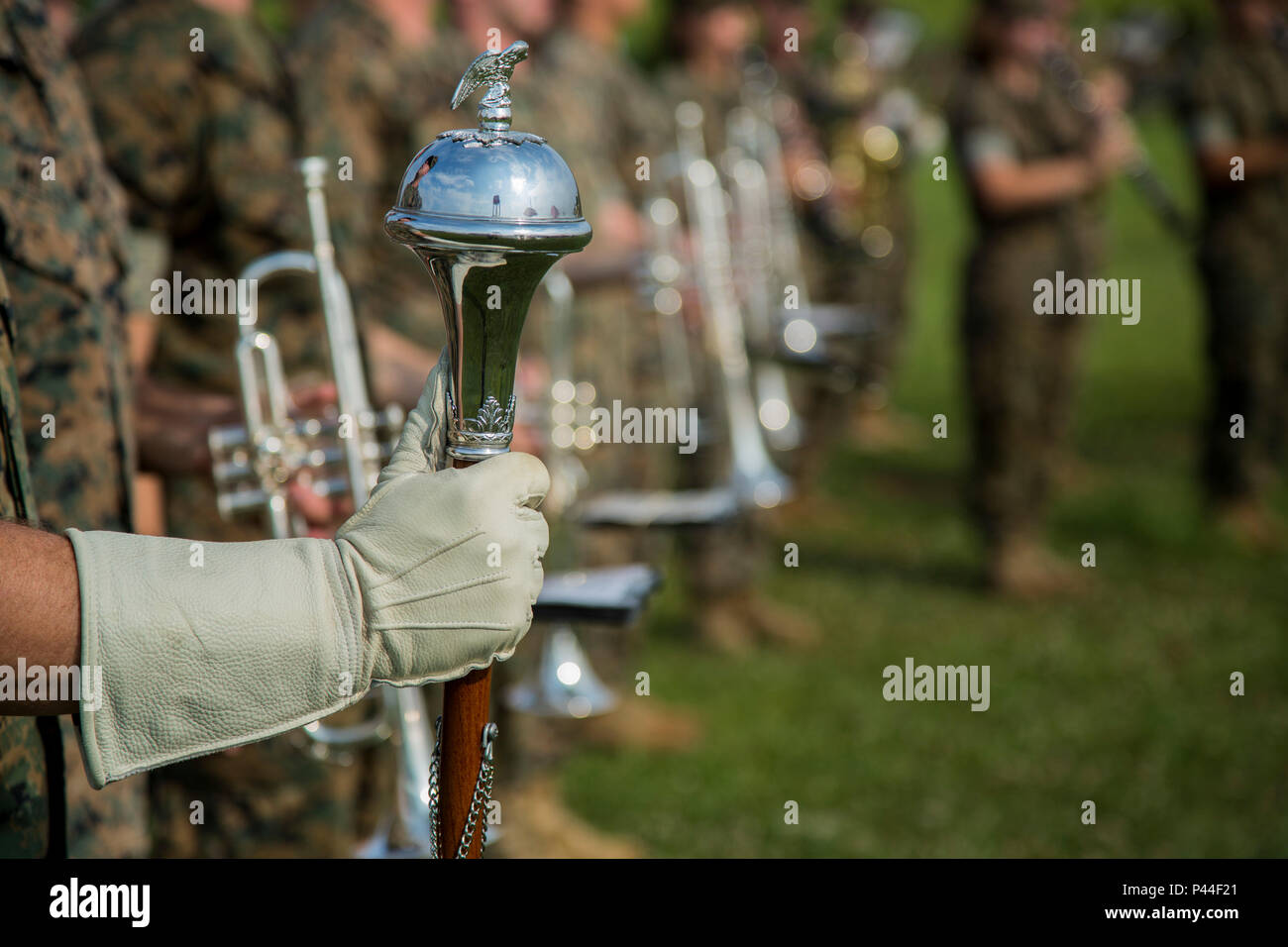 U.S. Marines with the 2D Marine Division Band prepare to perform at the ...