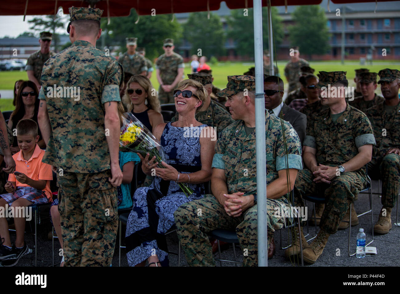U.S. Marine Corps Lt. Col. Robert M. Hancock, outgoing commander ...