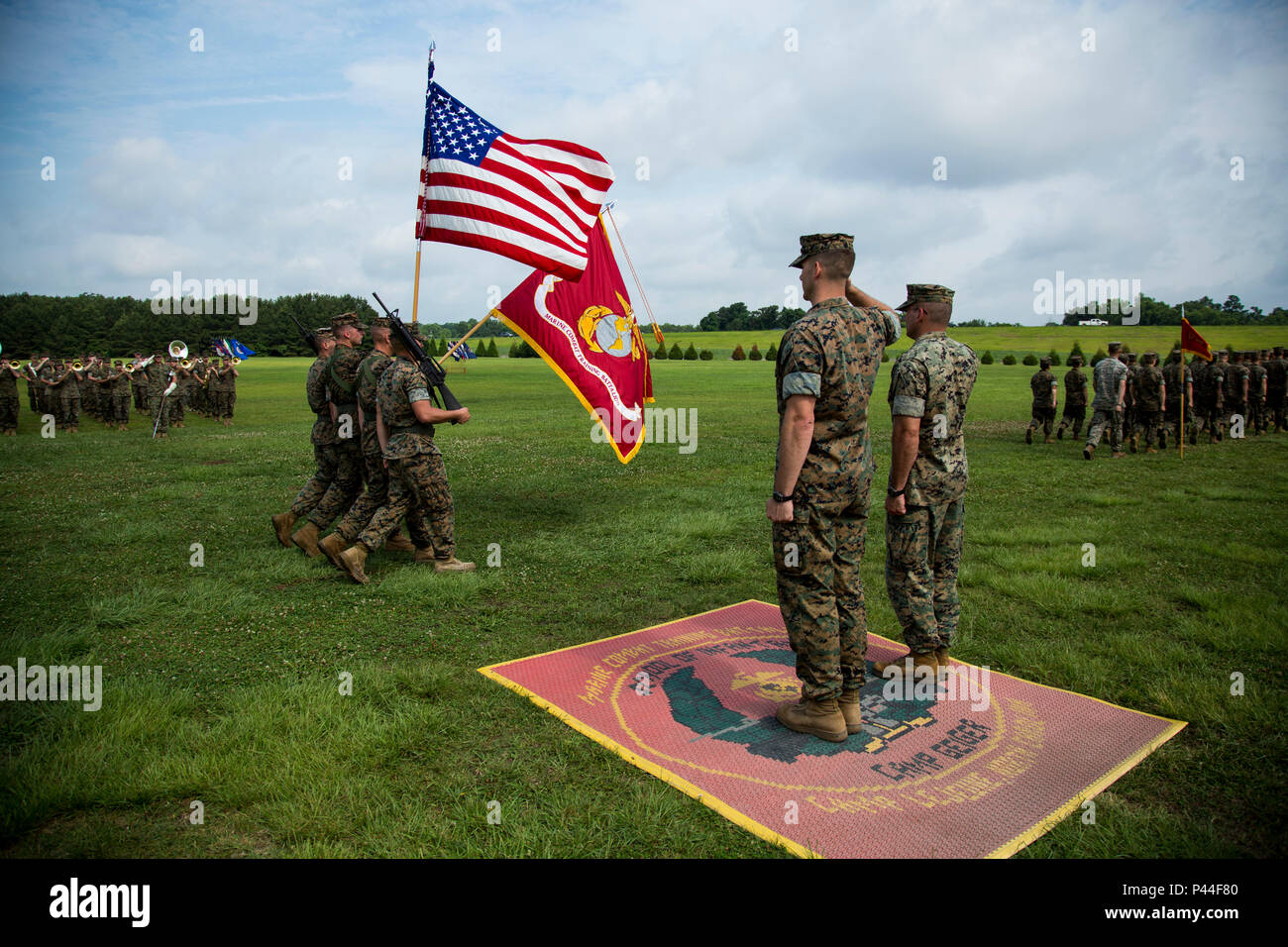 U.S. Marine Corps Col. Steven M. Wolf, right, commanding officer ...