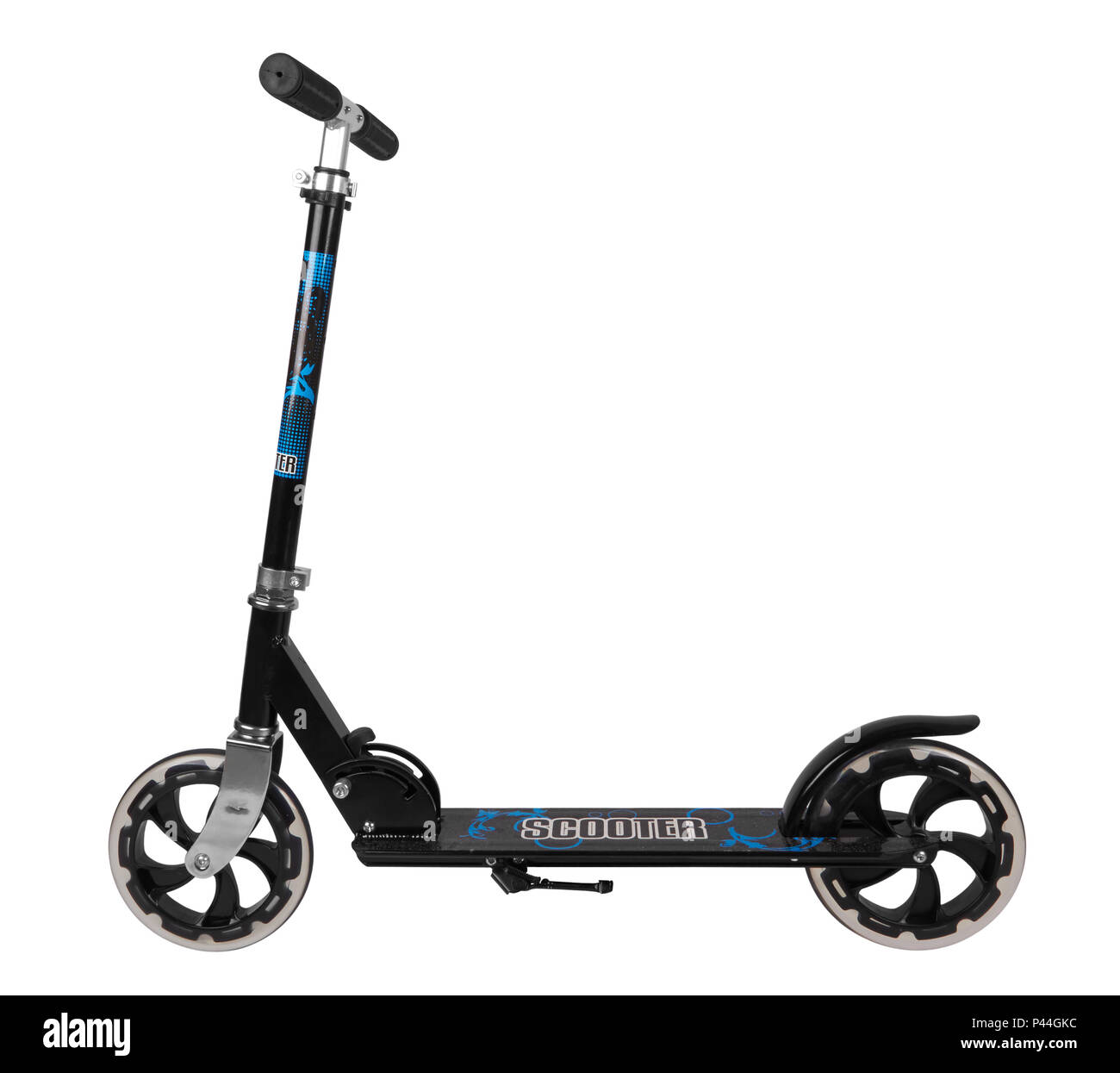 Black metal scooter isolated on white background Stock Photo - Alamy