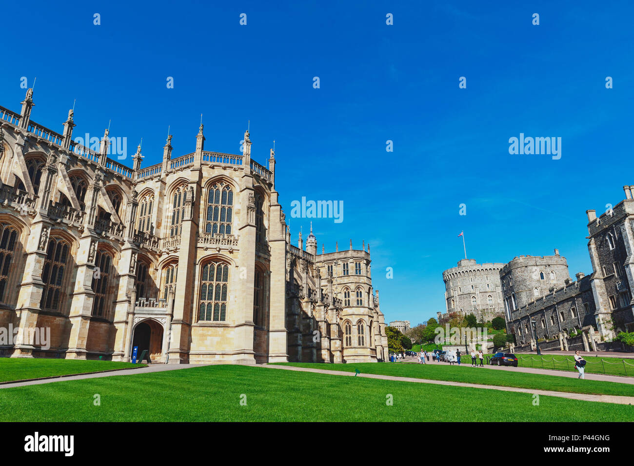 Windsor, UK - April 2018: St George Chapel built in high-medieval ...