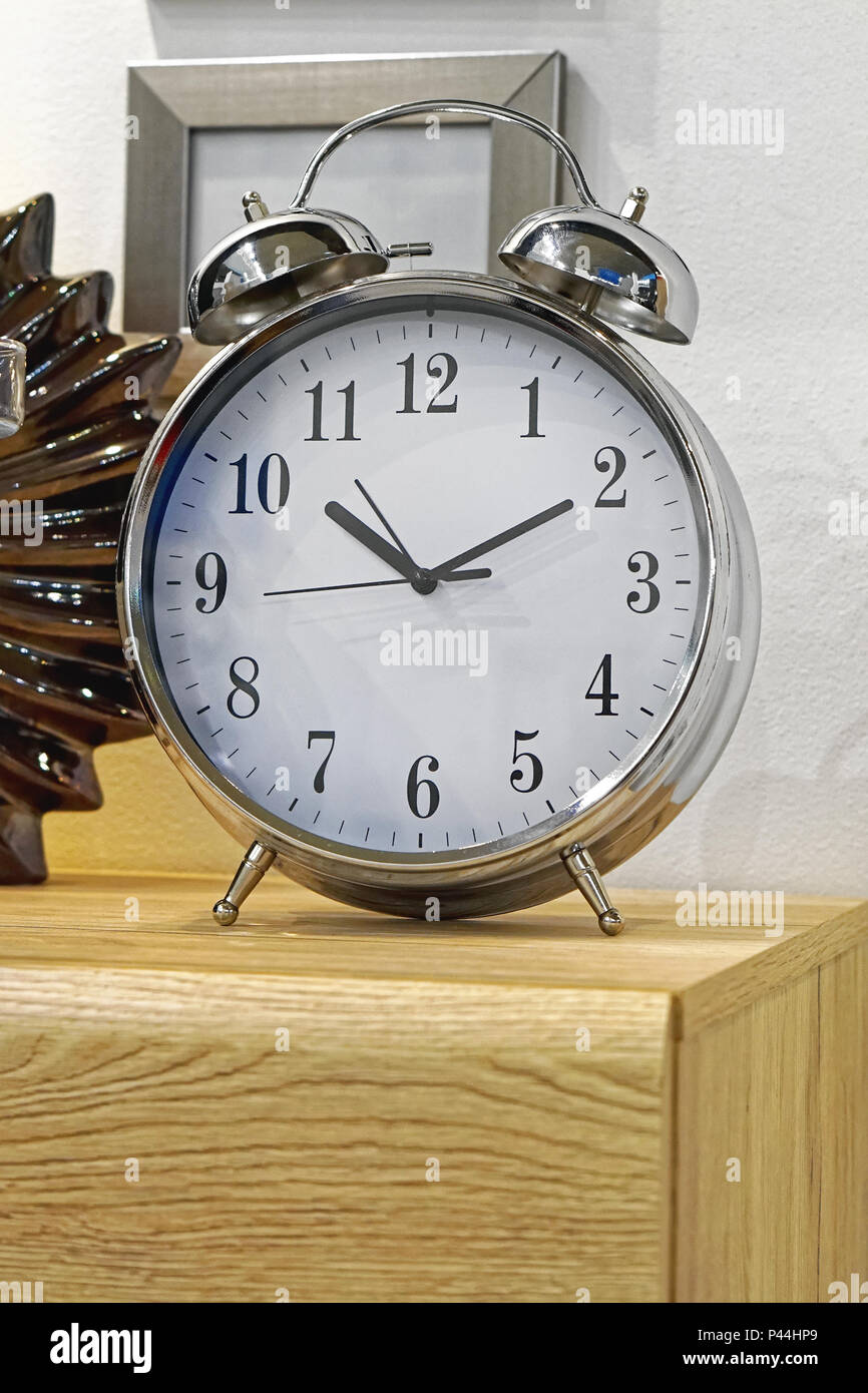 Big wake up alarm clock with bells Stock Photo - Alamy