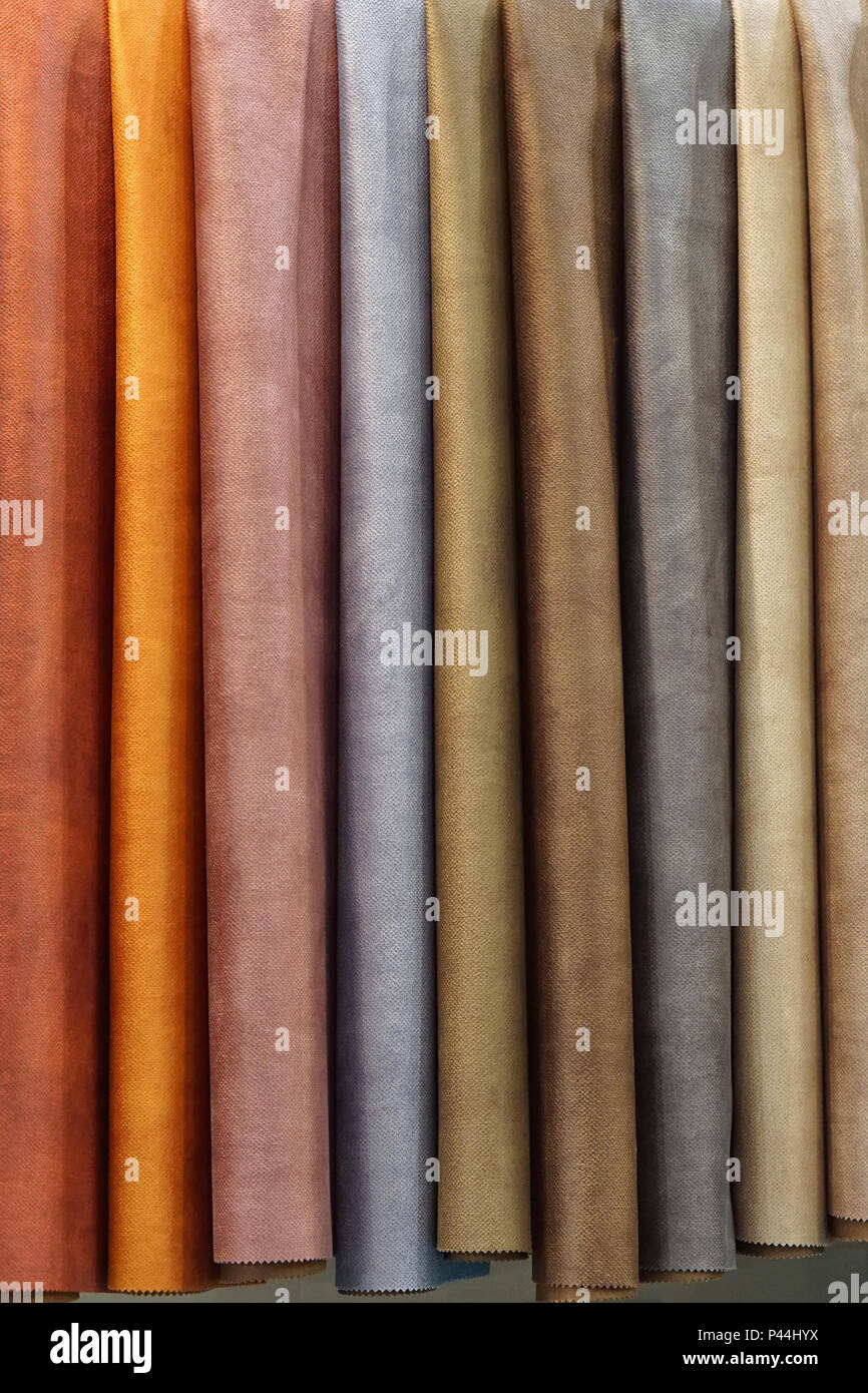 Textile linen material colour samples Stock Photo - Alamy