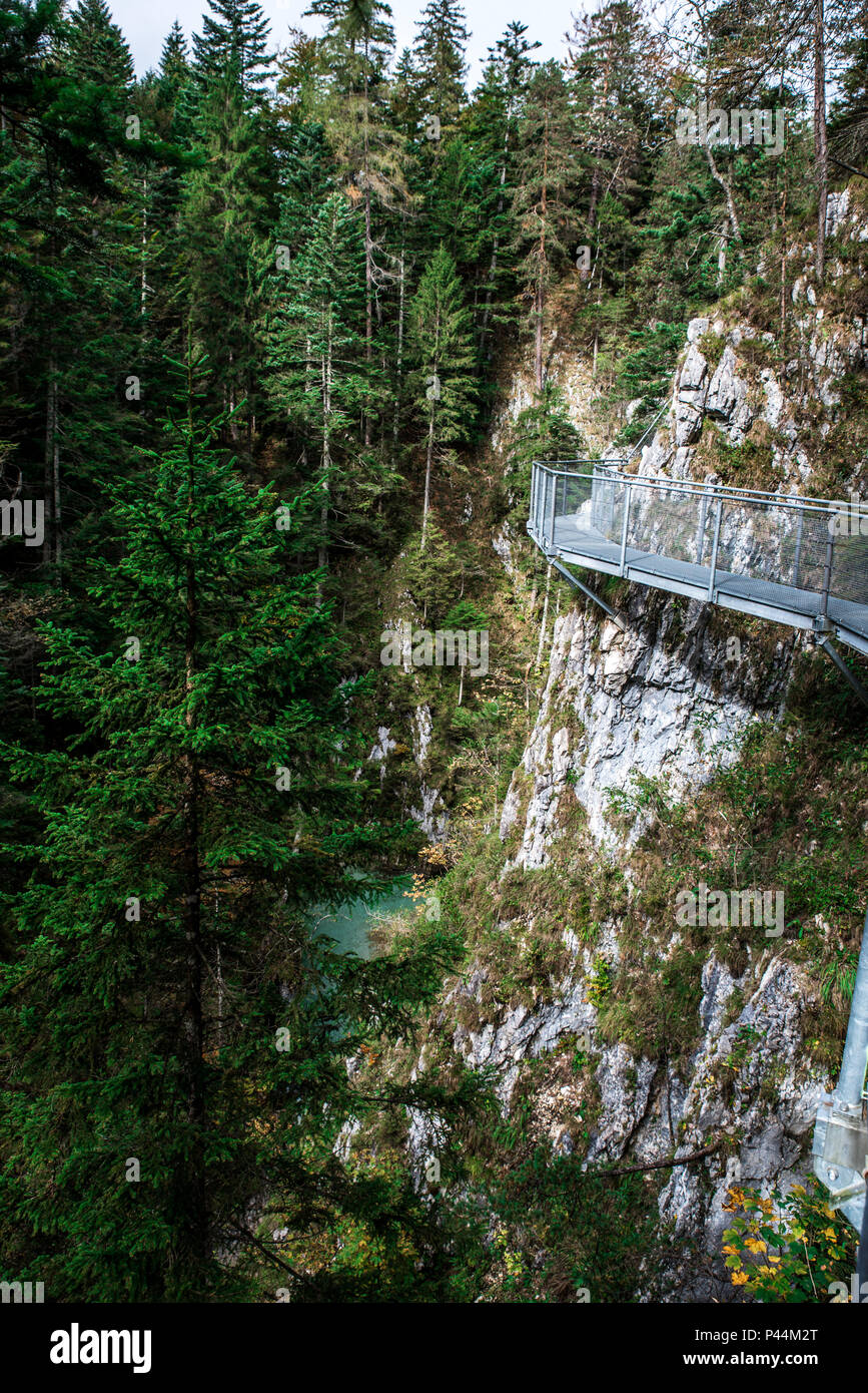 Leutaschklamm - wild gorge with river in the alps of Germany Stock ...