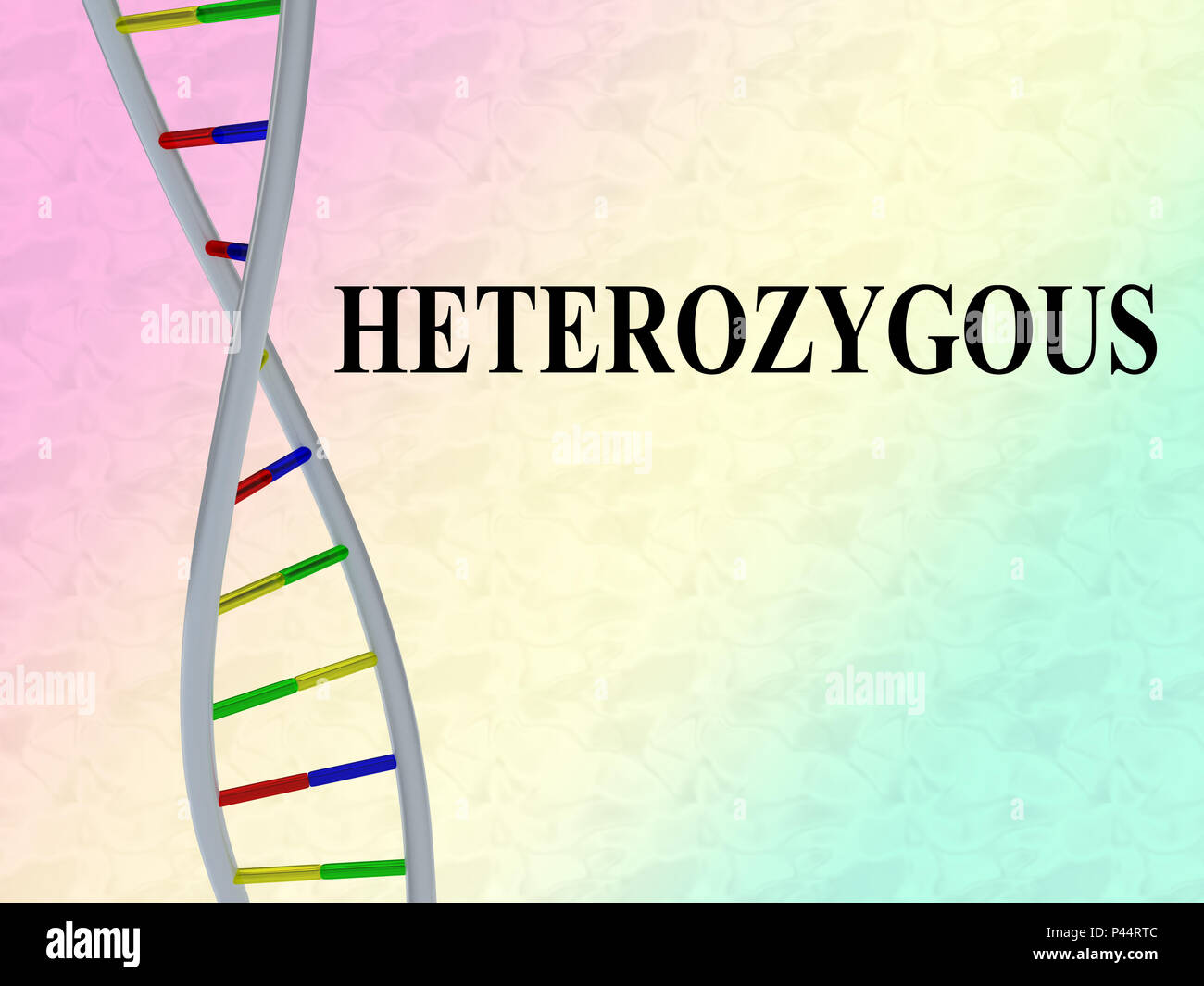 3D illustration of HETEROZYGOUS script with DNA double helix , isolated ...