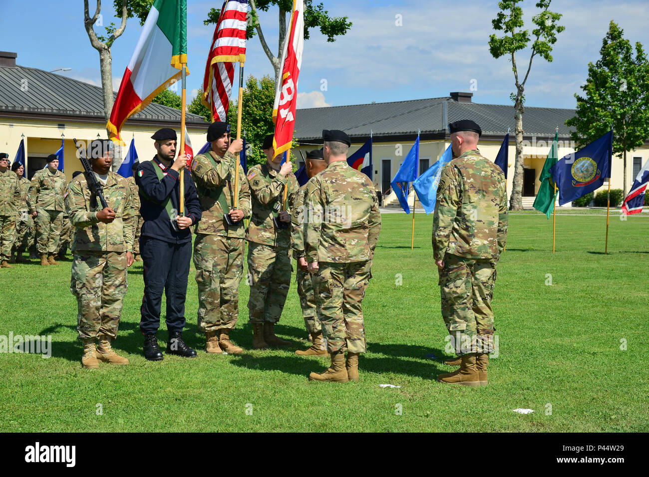 Maj. Gen. Joseph P. Harrington, commanding general of U.S. Army Africa, prepares to pass the ...