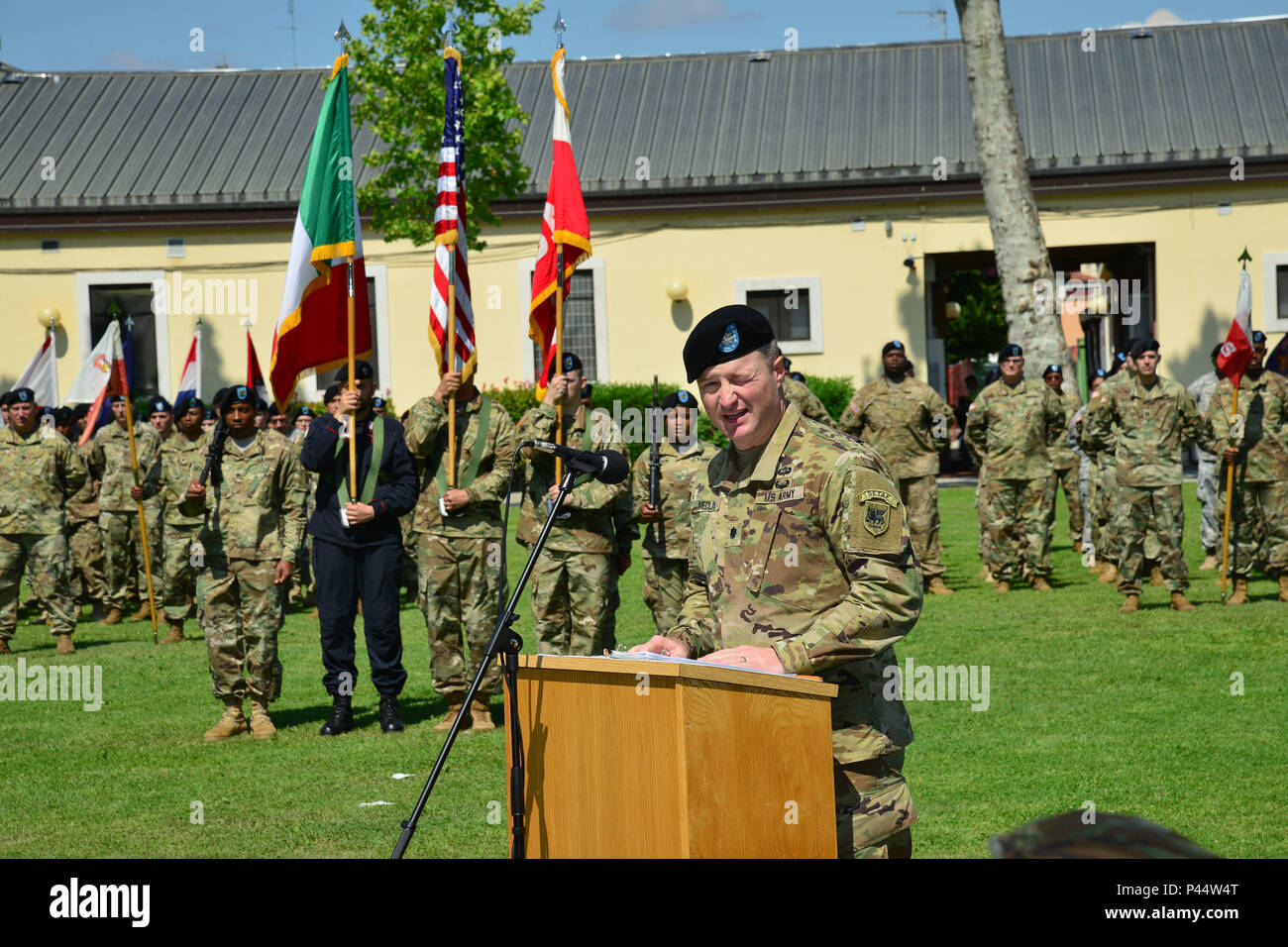 Lt. Col. Brett M. Medlin, incoming commander U.S. Army Africa’s Headquarters and Headquarters ...