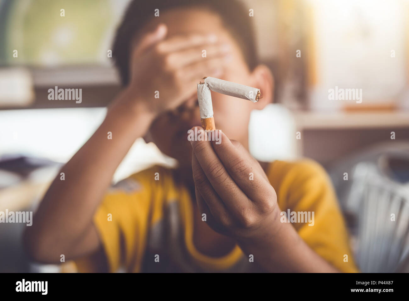 Child refuse to smoke, World No Tobacco Day Stock Photo - Alamy
