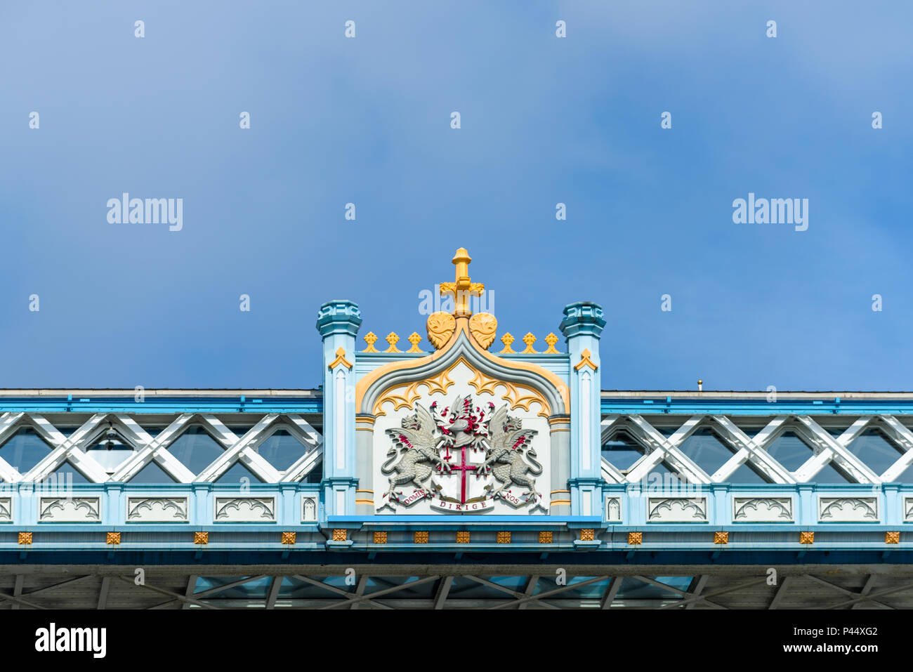 City of London emblem on the top section at Tower bridge, a victorian ...