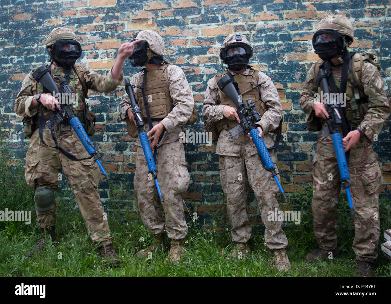 A fire team of Marines with Company C, 6th Engineer Support Battalion ...