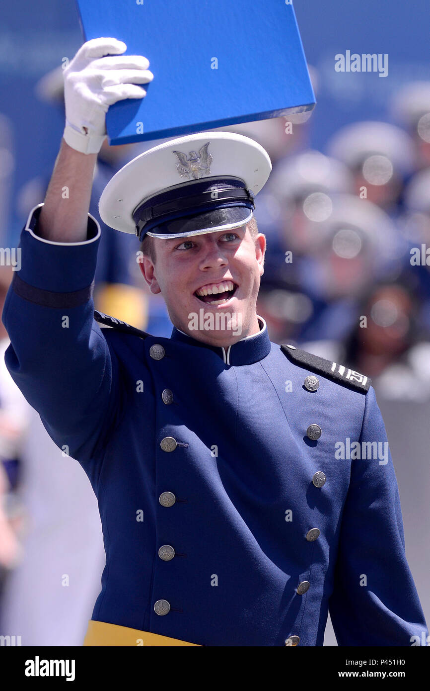 Cadet 1st Class Michael Loh looks towards his family in the stands ...