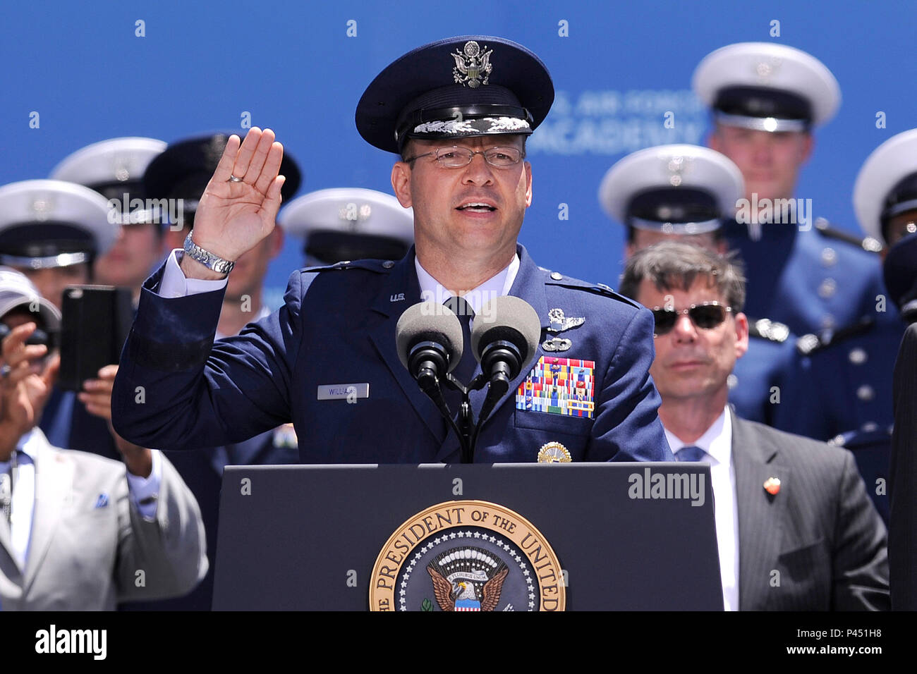 Brig. Gen Stephen Williams, Commandant of Cadets, administers the Oath ...