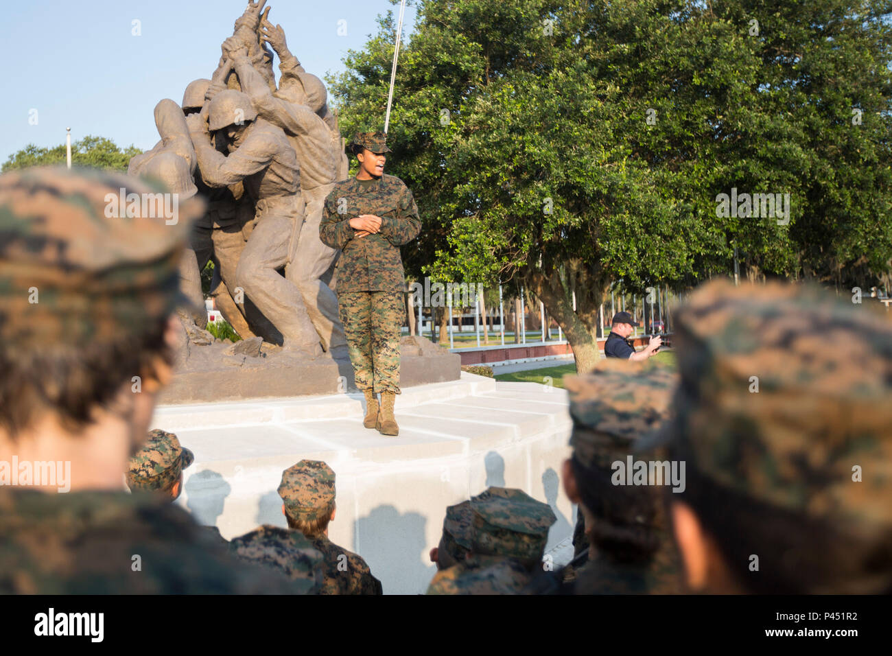 1st Sgt. Stacey K. Gillion speaks to recruits of Golf Company, 2nd ...