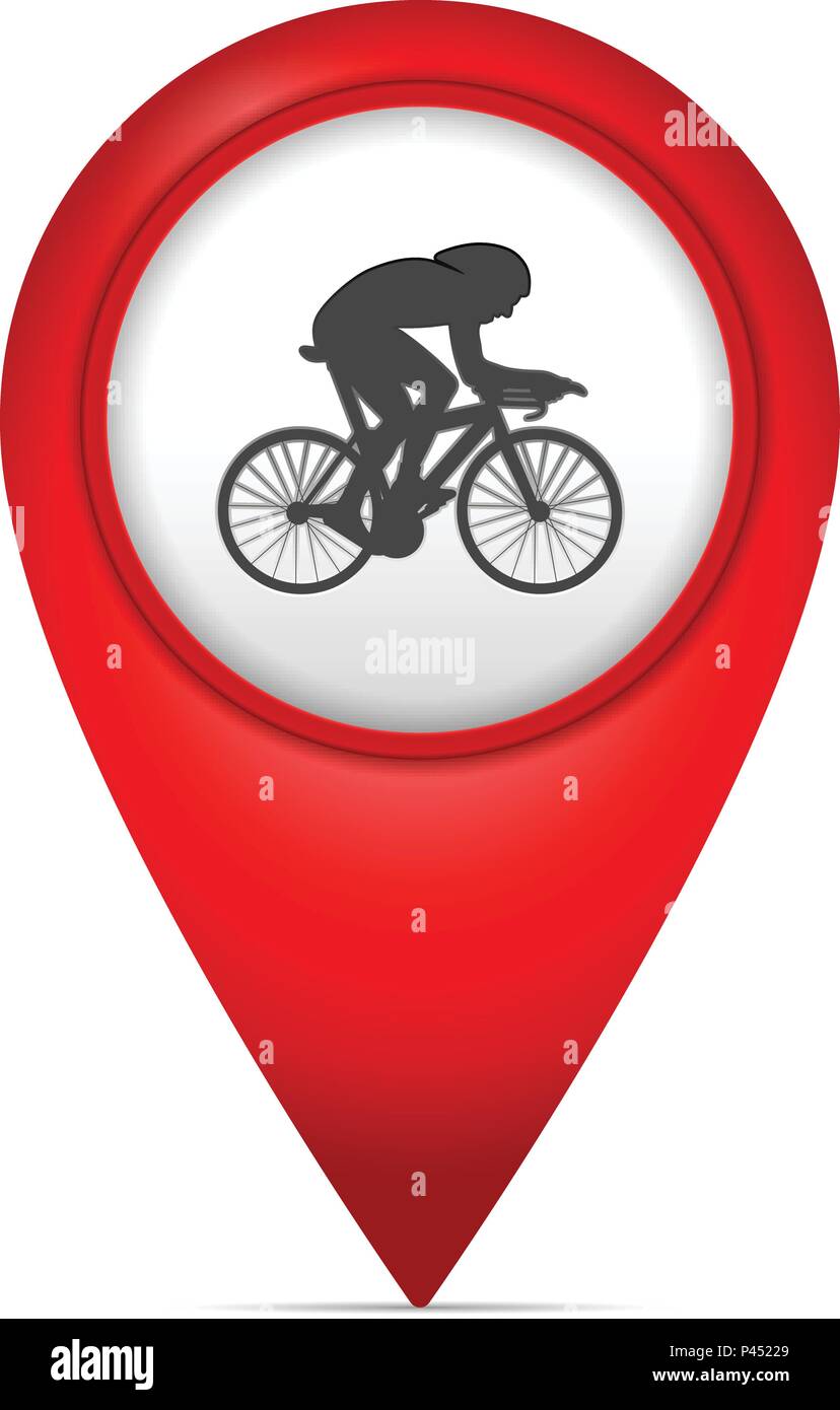 Map marker with cycling symbol on a white background Stock Vector Image ...