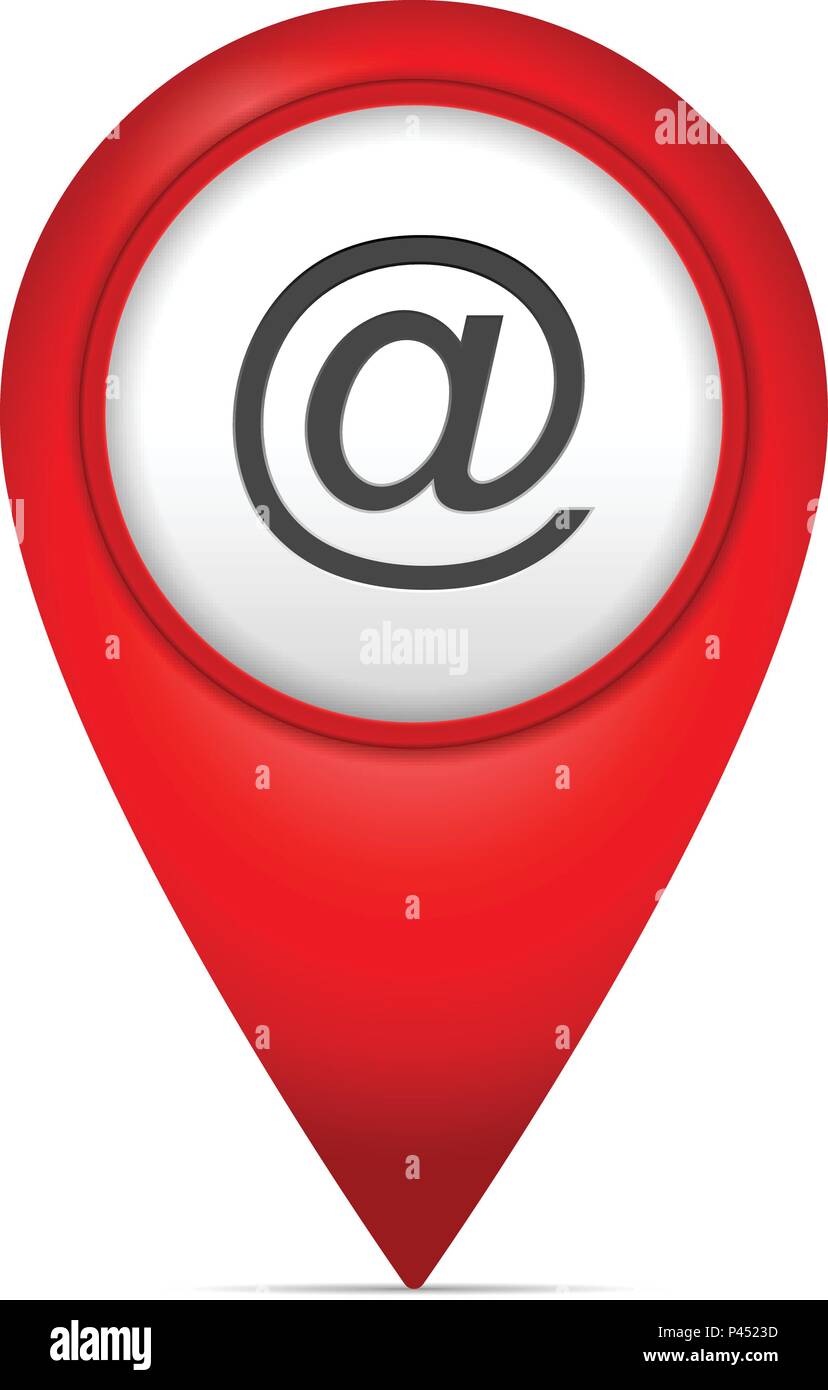 Map marker with email symbol on a white background Stock Vector Image ...