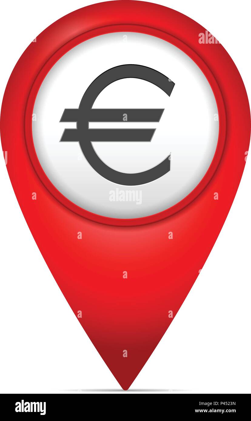 Map marker with euro symbol on a white background Stock Vector Image ...