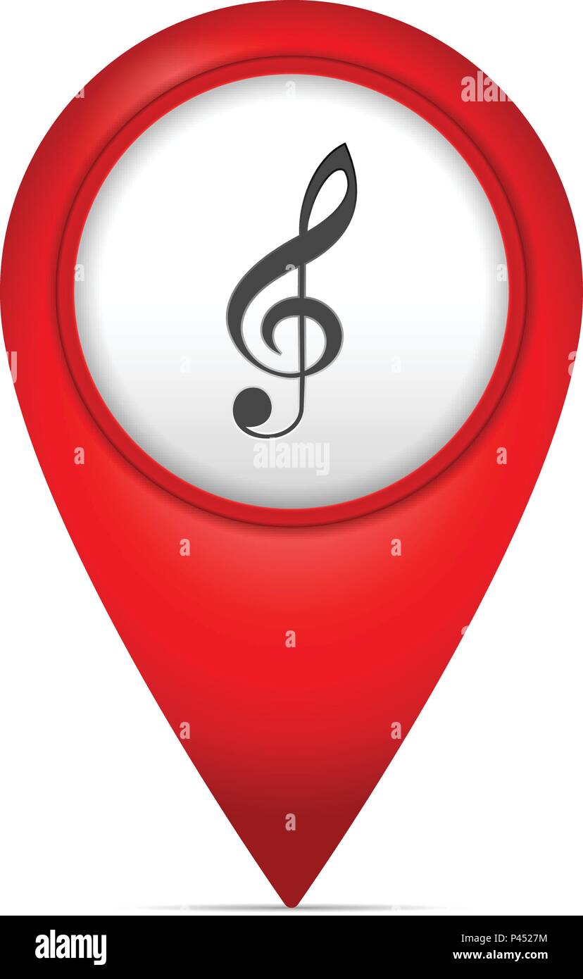 Map marker with music symbol on a white background Stock Vector Image ...