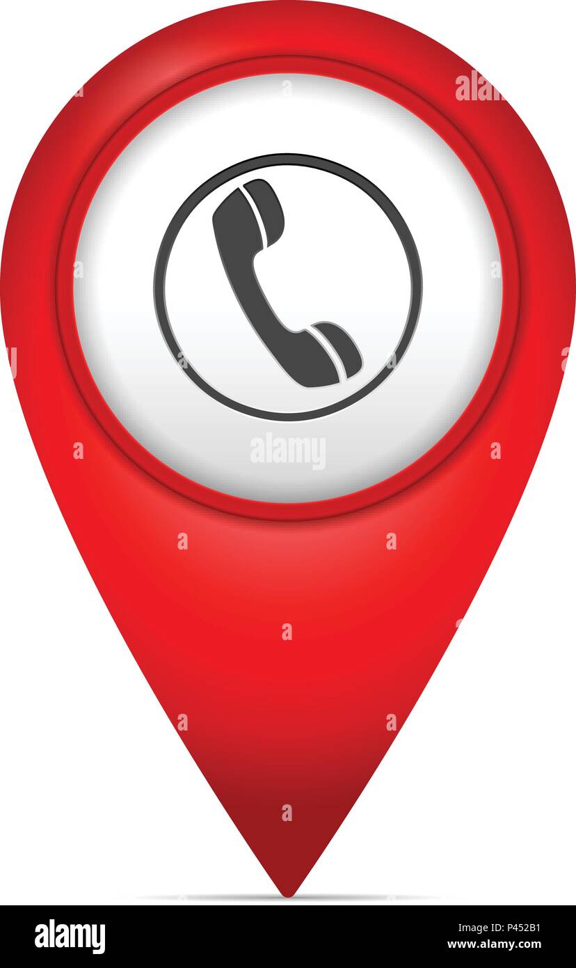 Map marker with phone symbol on a white background Stock Vector Image ...