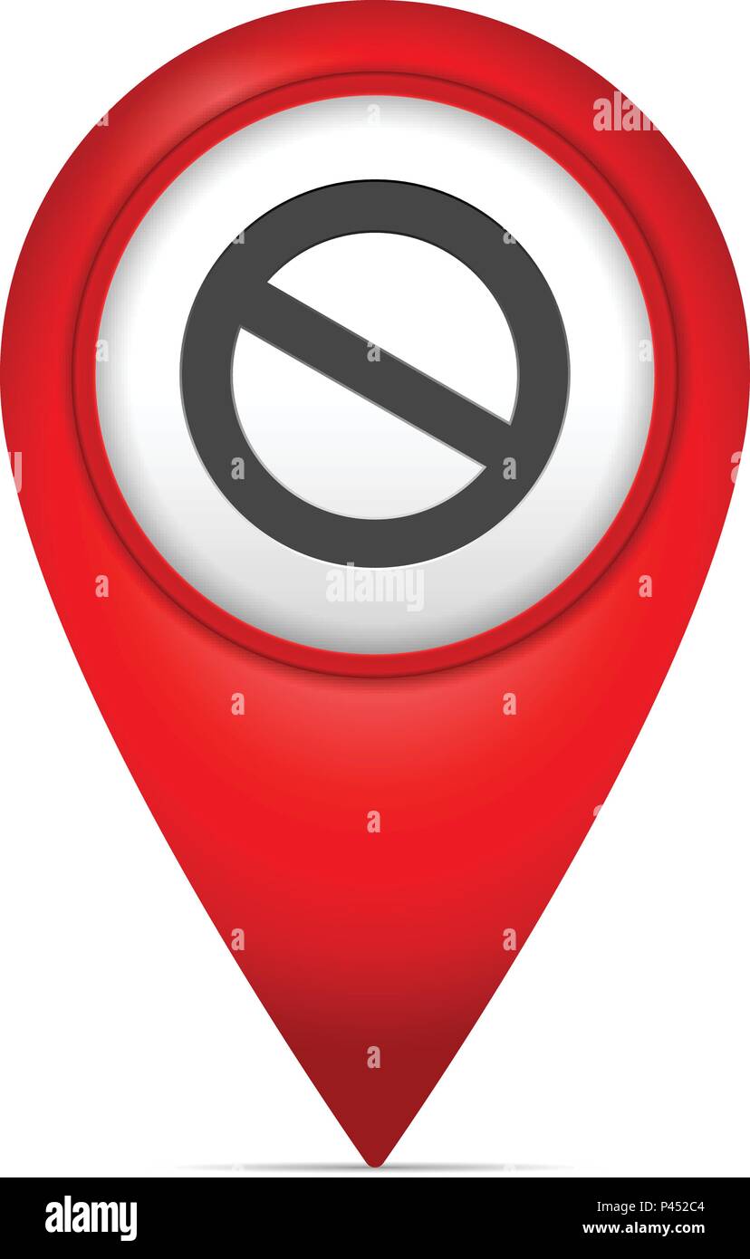 Map marker with prohibition symbol on a white background Stock Vector ...