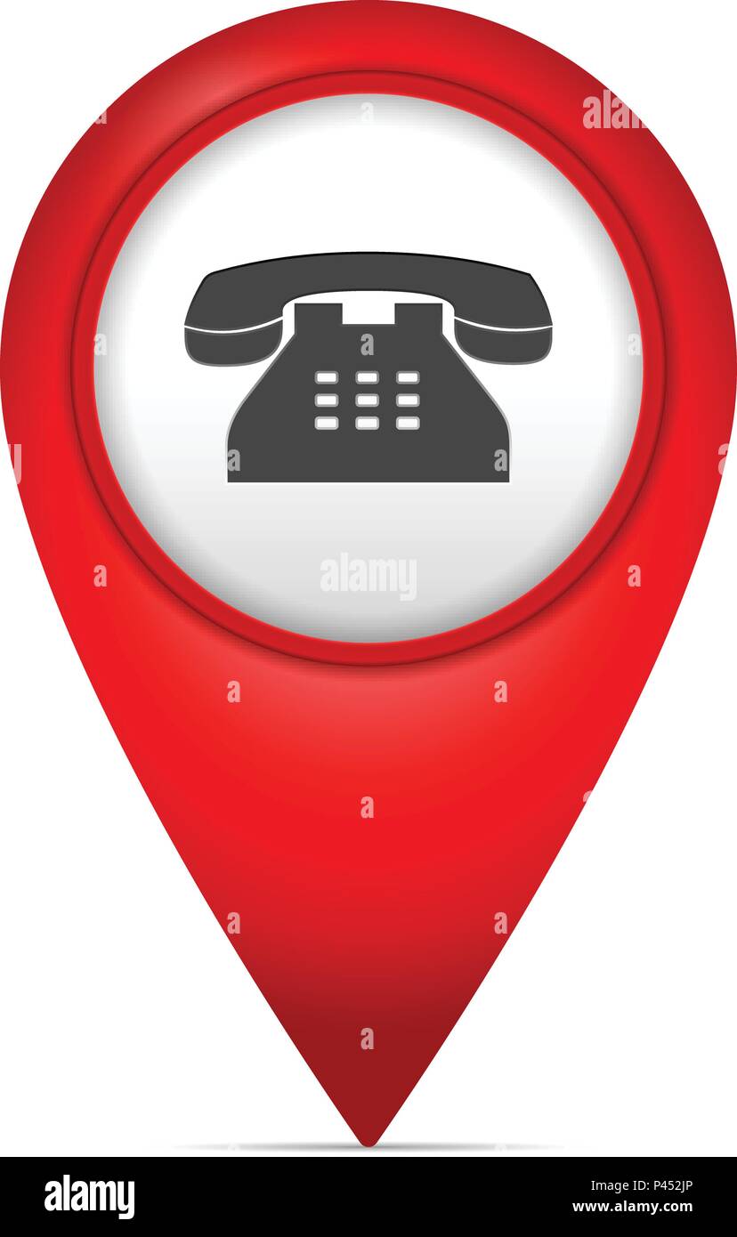 Map marker with telephone symbol on a white background Stock Vector ...