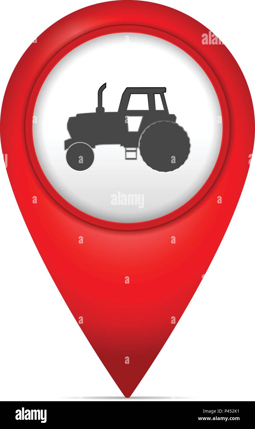 Map marker with tractor symbol on a white background Stock Vector Image ...